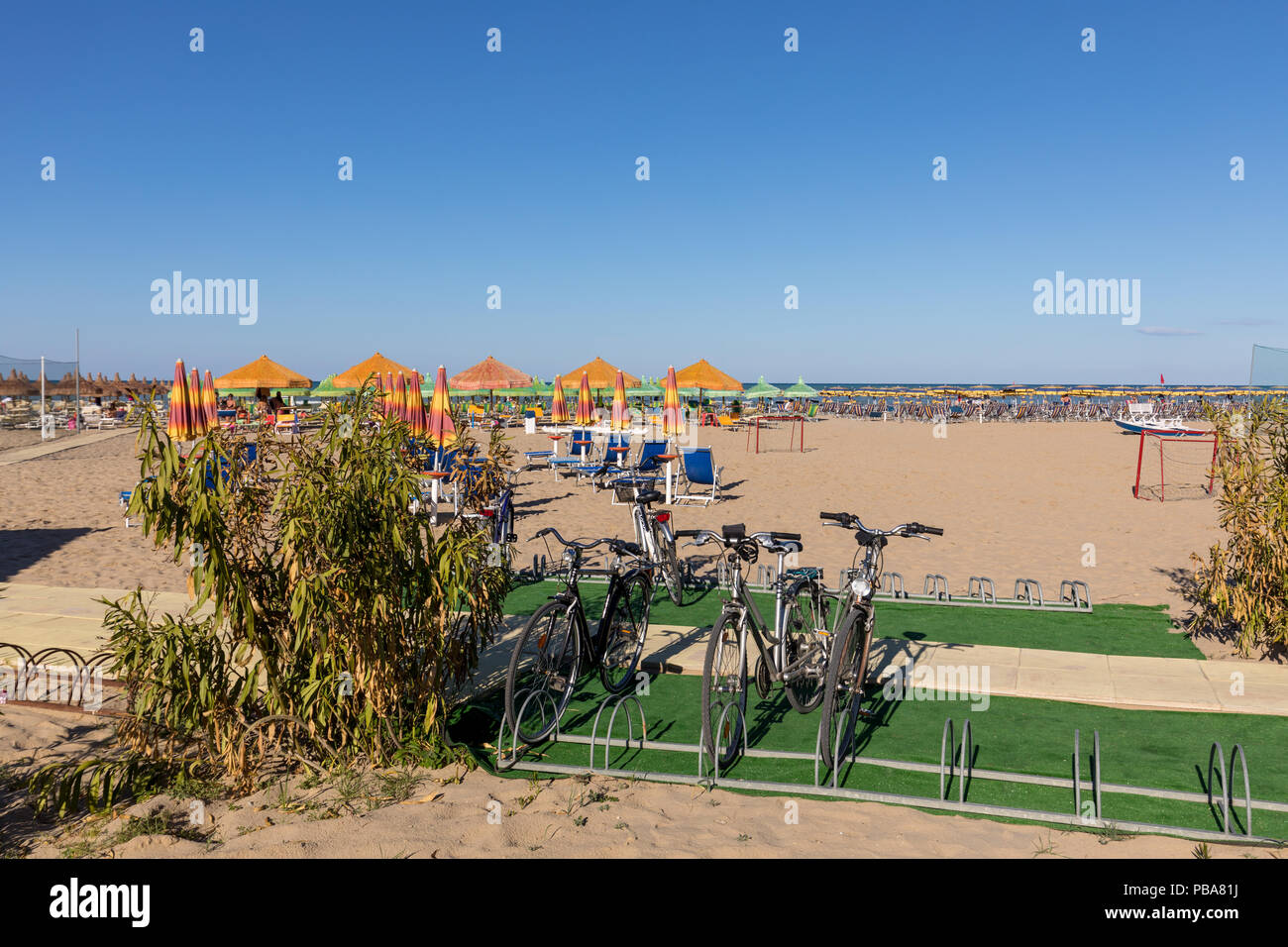 Roseto degli Abruzzi, Italy - June 21, 2017: Beach of Roseto degli ...
