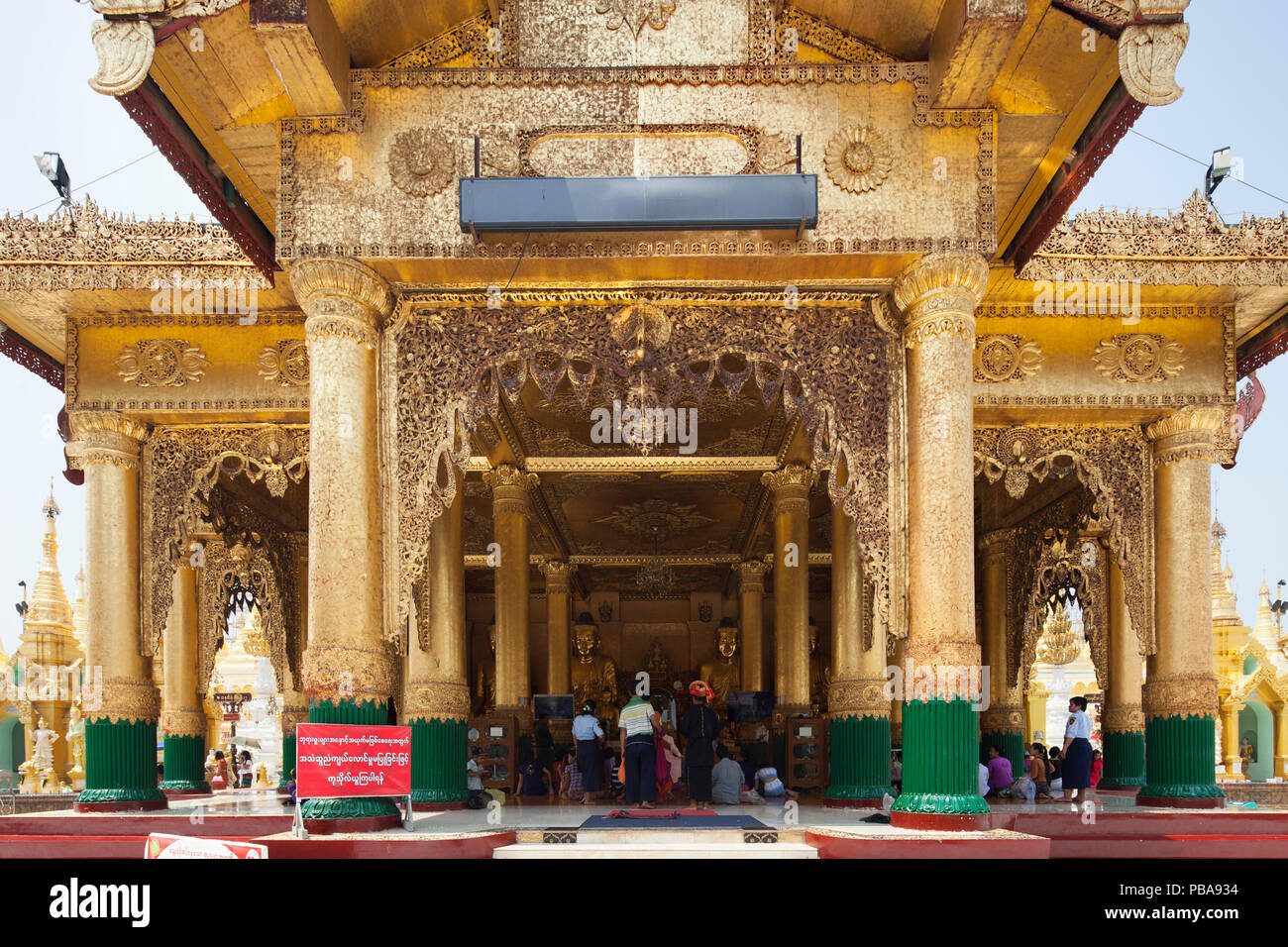 Temple with the Padamya Myetshin image of the Buddah, Shwedagon pagoda ...