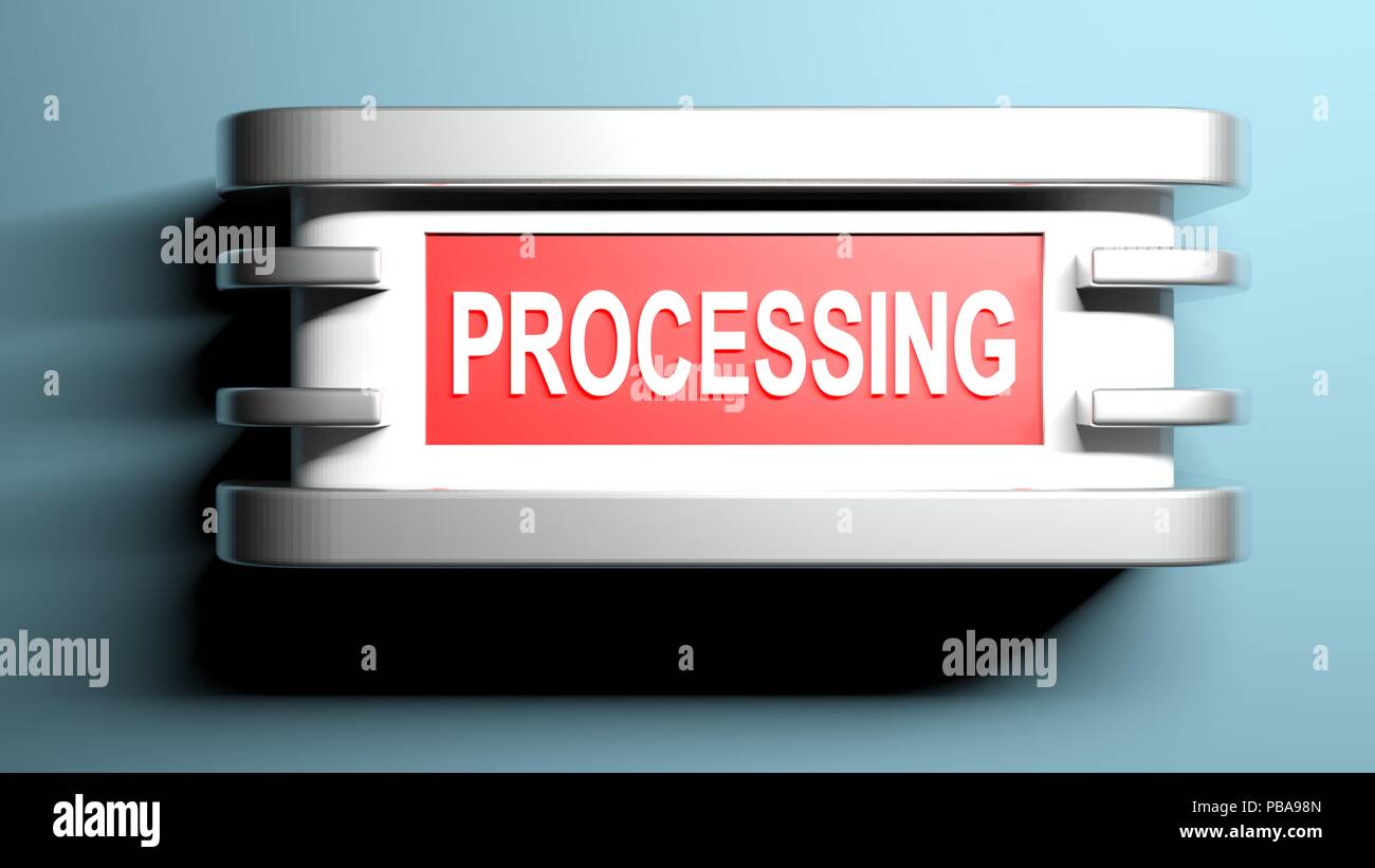 PROCESSING red wall lamp - 3D rendering Stock Photo - Alamy