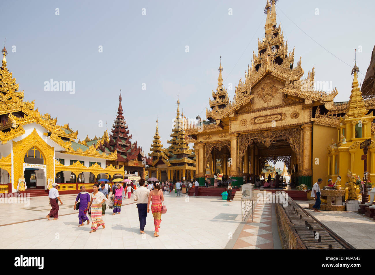 Temples inside the Shwedagon pagoda, Yangon, Myanmar, Asia Stock Photo ...