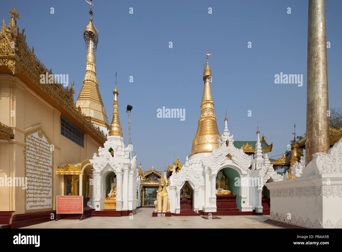 Temples inside the Shwedagon pagoda, Yangon, Myanmar, Asia Stock Photo ...