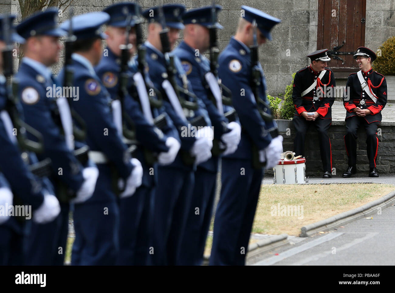 Members the military band ahead of the ceremony to mark the unveiling ...