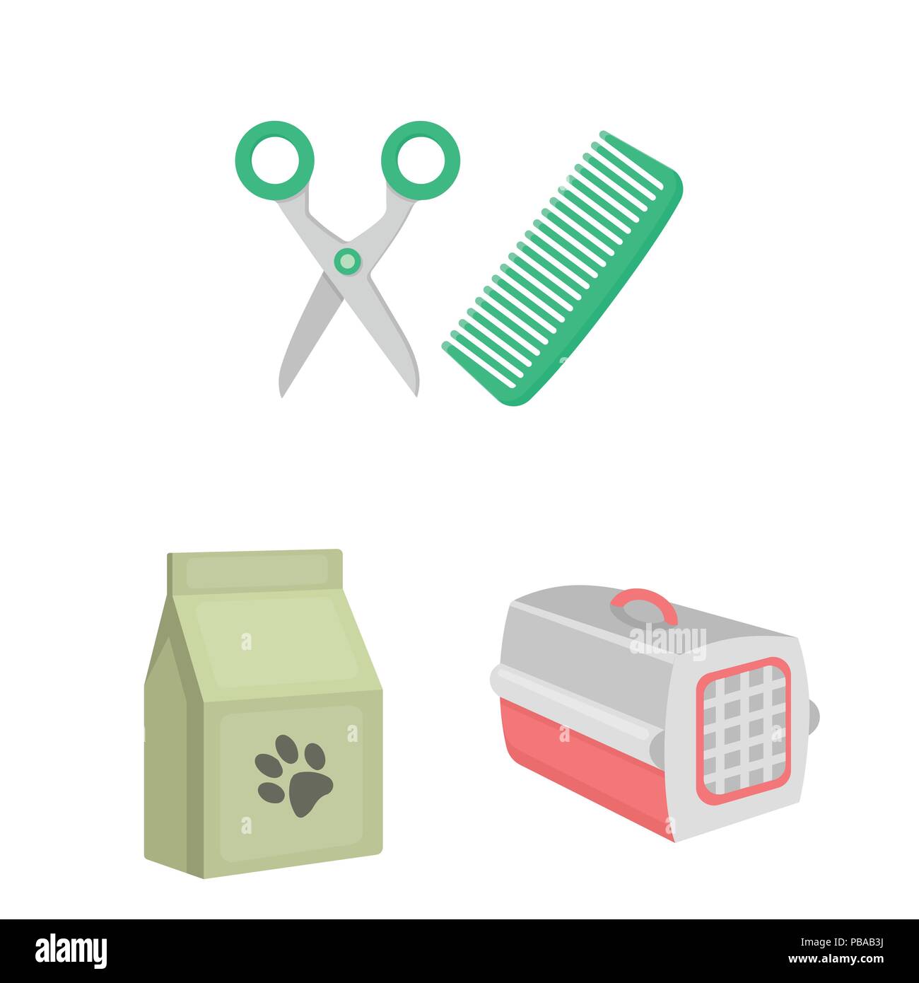 An animal cat cartoon icons in set collection for design. Caring for a ...