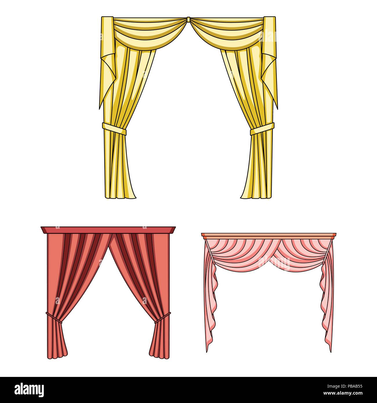 Different kinds of curtains cartoon icons in set collection for design ...