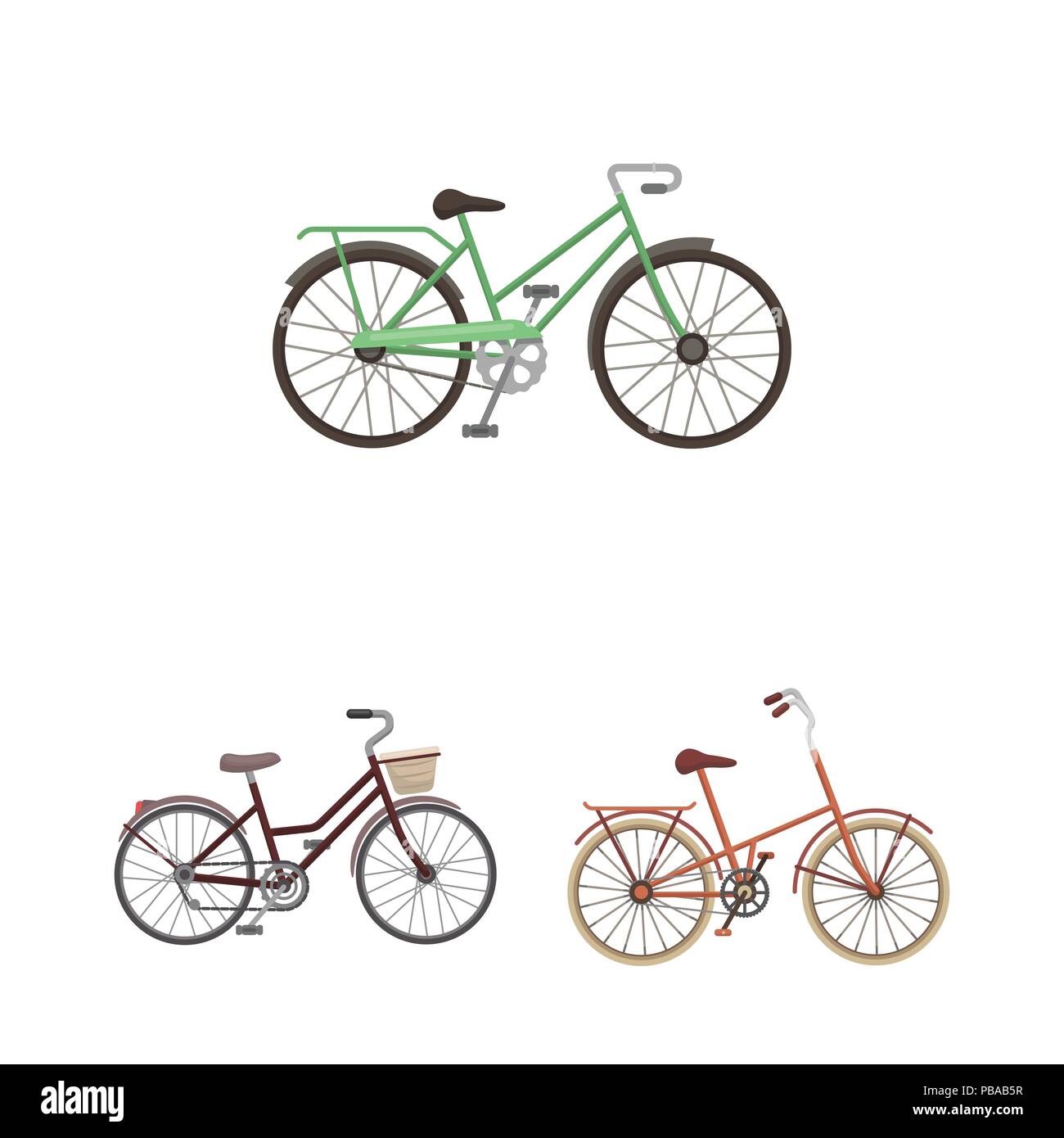 Various bicycles cartoon icons in set collection for design. The type ...