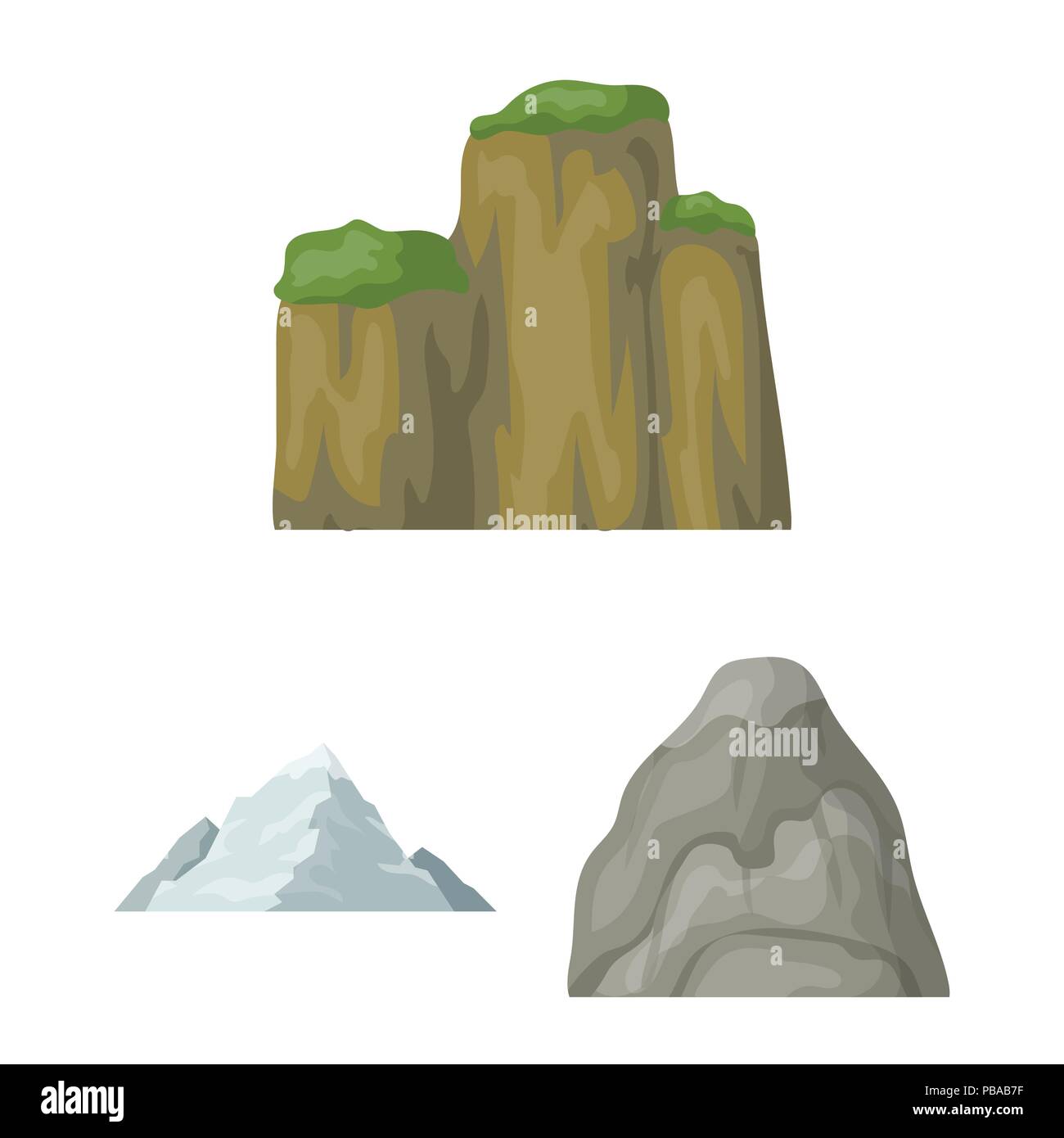 Different mountains cartoon icons in set collection for design ...