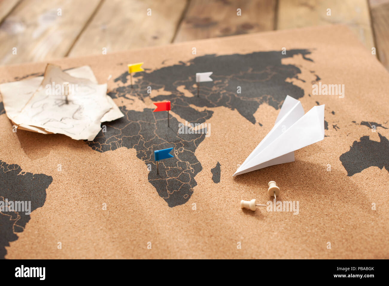 An old map and a trip plan. Vintage photo. Copy space Stock Photo - Alamy