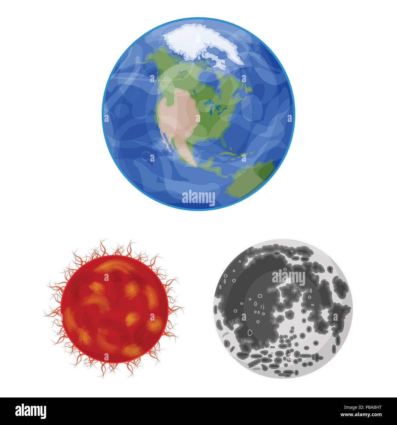 Planets of the solar system cartoon icons in set collection for design ...