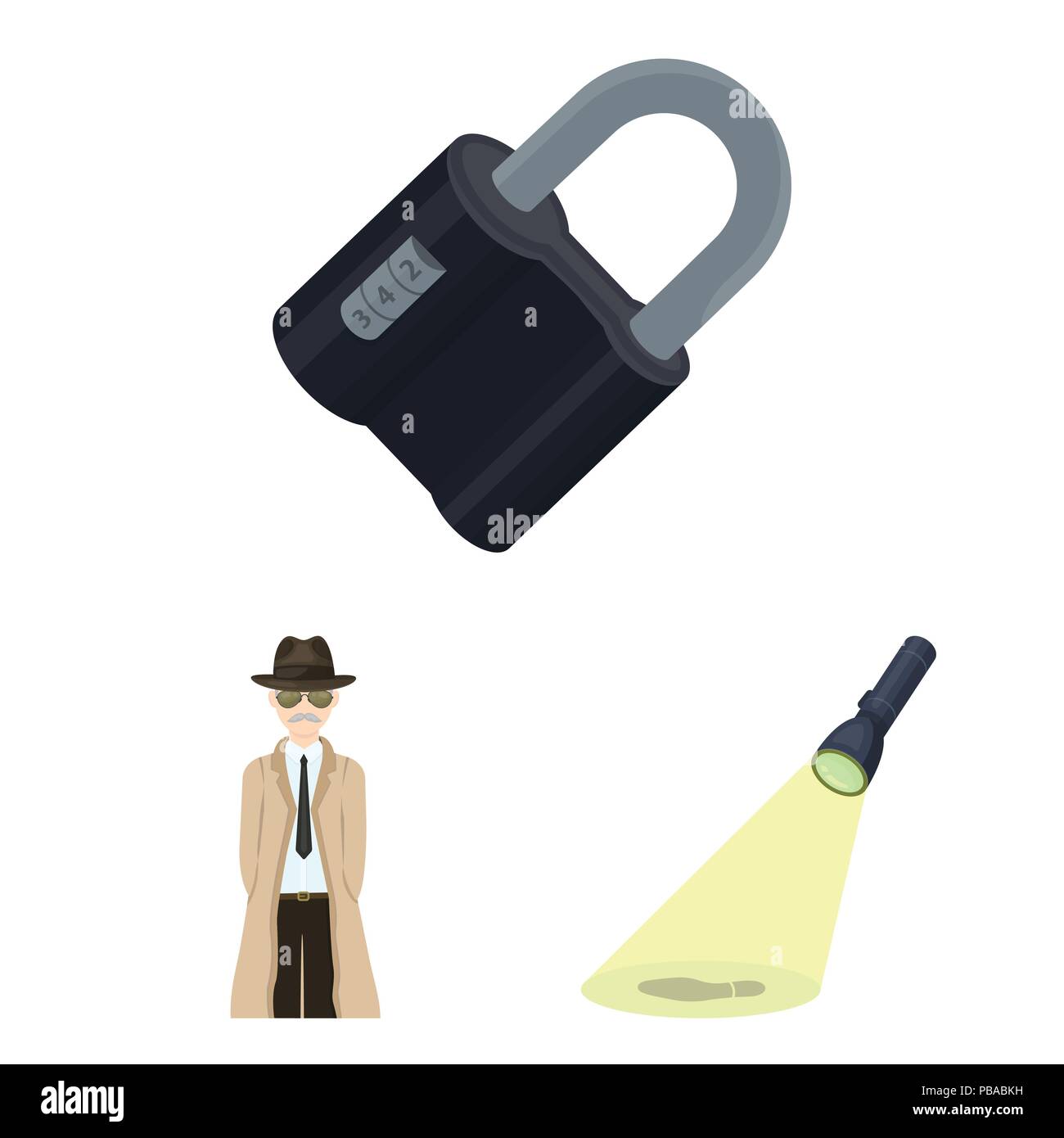 Detective agency cartoon icons in set collection for design. Crime and ...