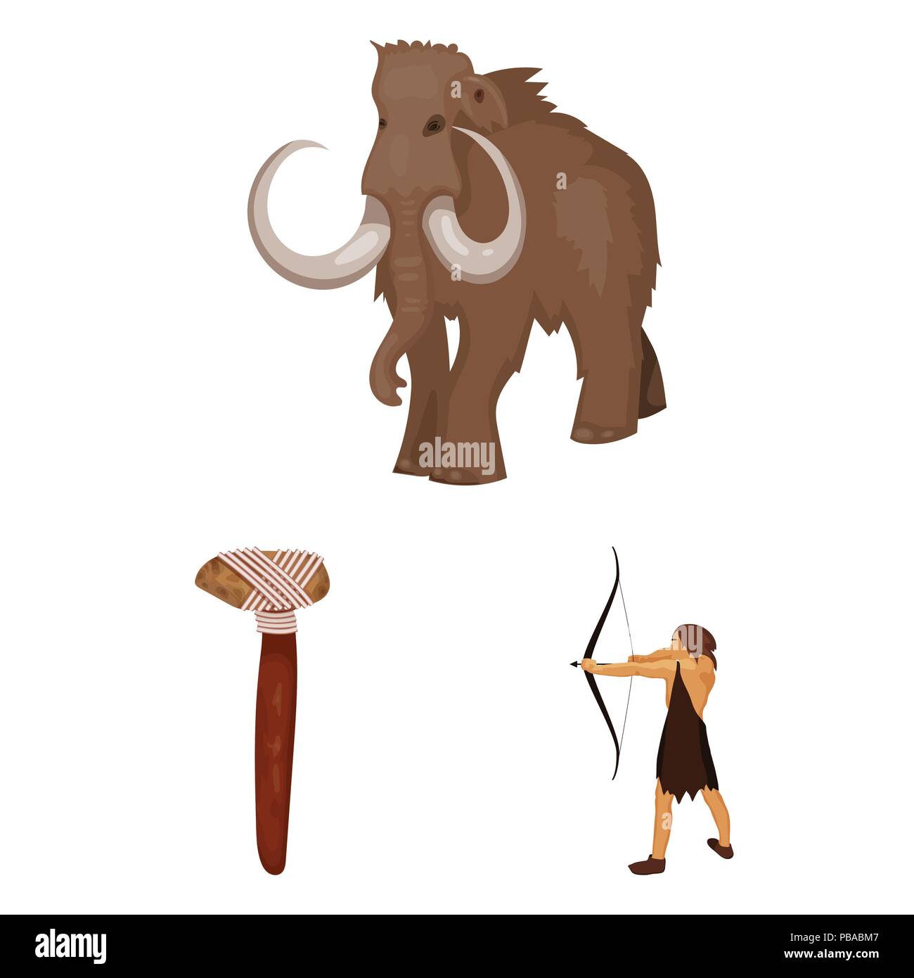 Life in the Stone Age cartoon icons in set collection for design ...
