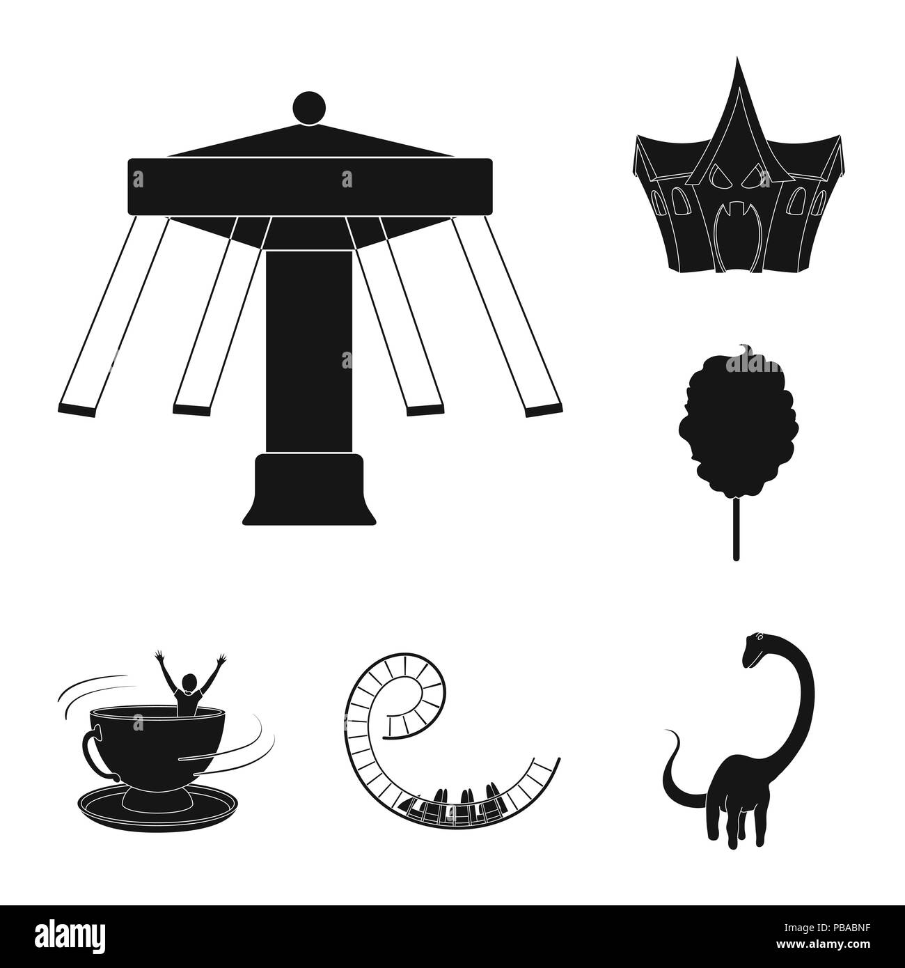Amusement park black icons in set collection for design. Equipment and attractions vector symbol ...