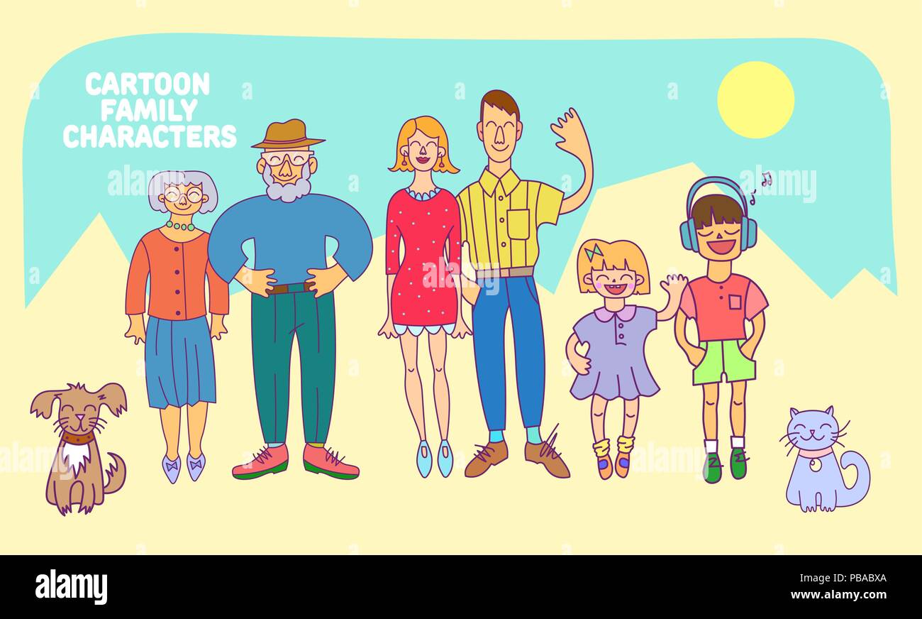 Flat design icons collection of family members avatars: mom, dad, son ...