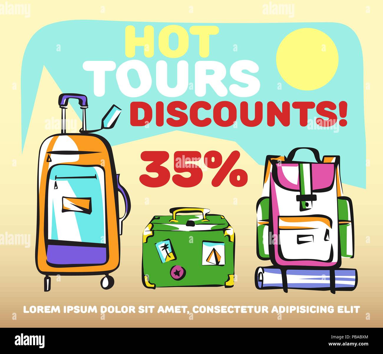 Hot tour advertising concept. Vector trip sale banner Stock Vector ...