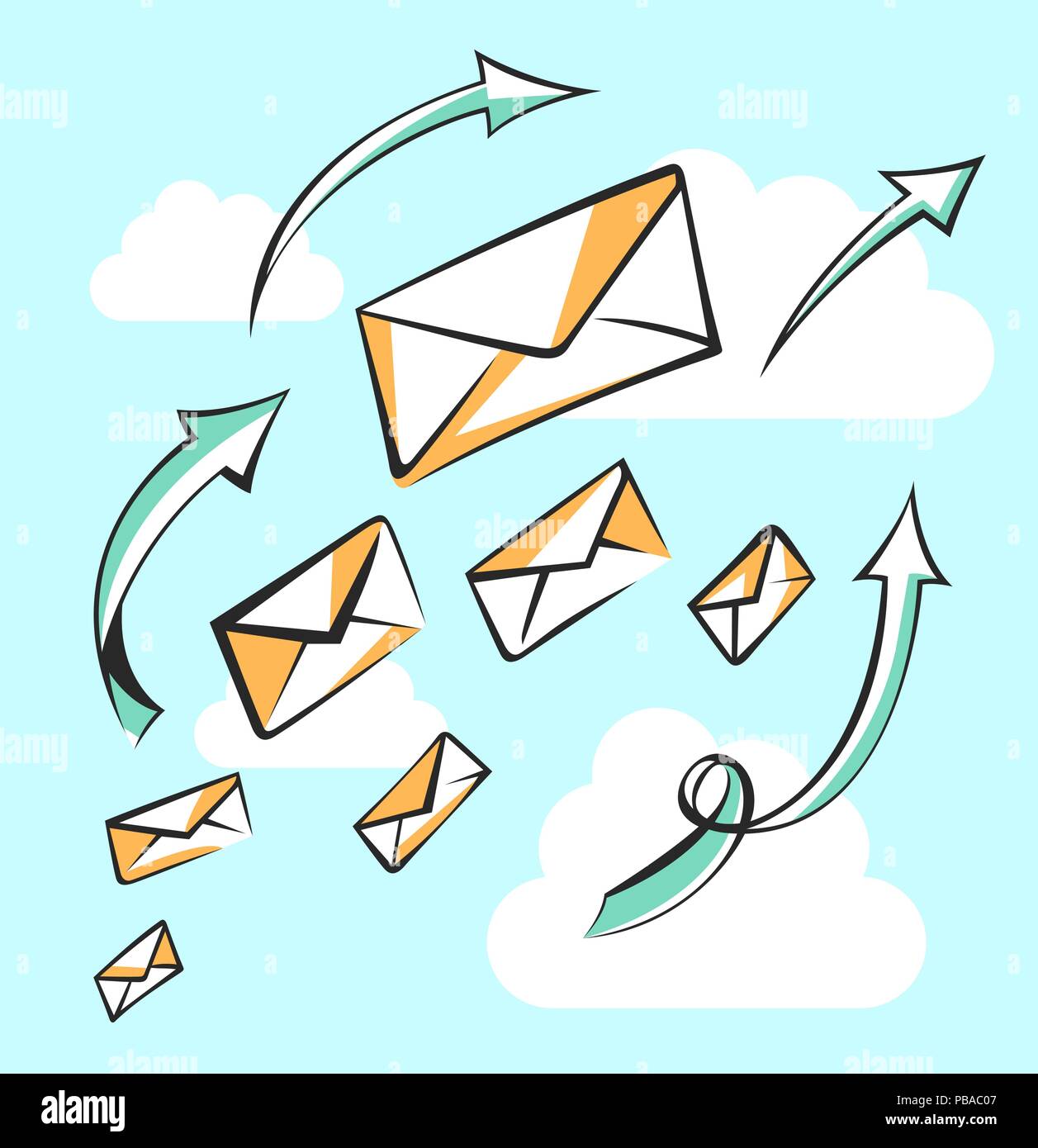 Flying messages with arrows. Career, growth, infographic or leadership ...