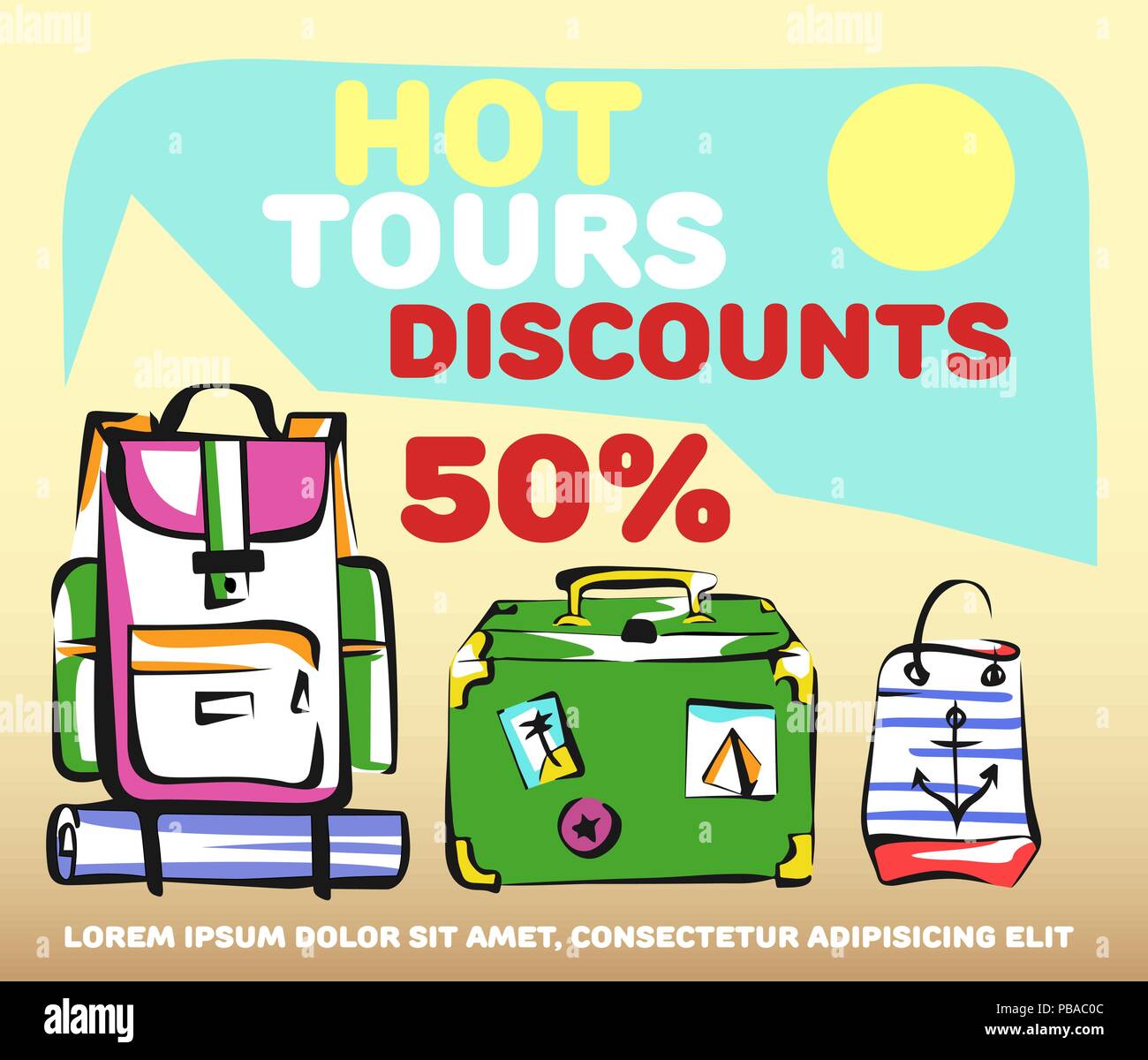 Hot tour advertising concept. Vector sale banner Stock Vector Image ...
