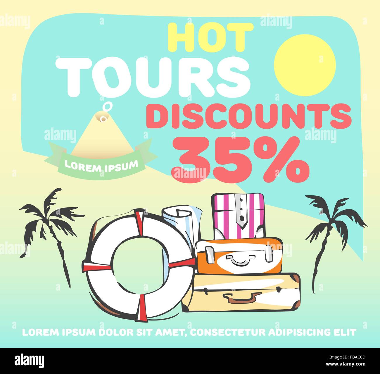 Hot tour advertising concept. Vector trip sale banner Stock Vector ...