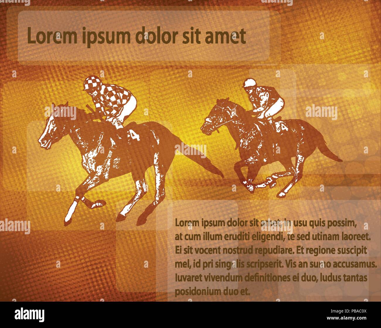 jockeys on racing horses over abstract background with space for text ...