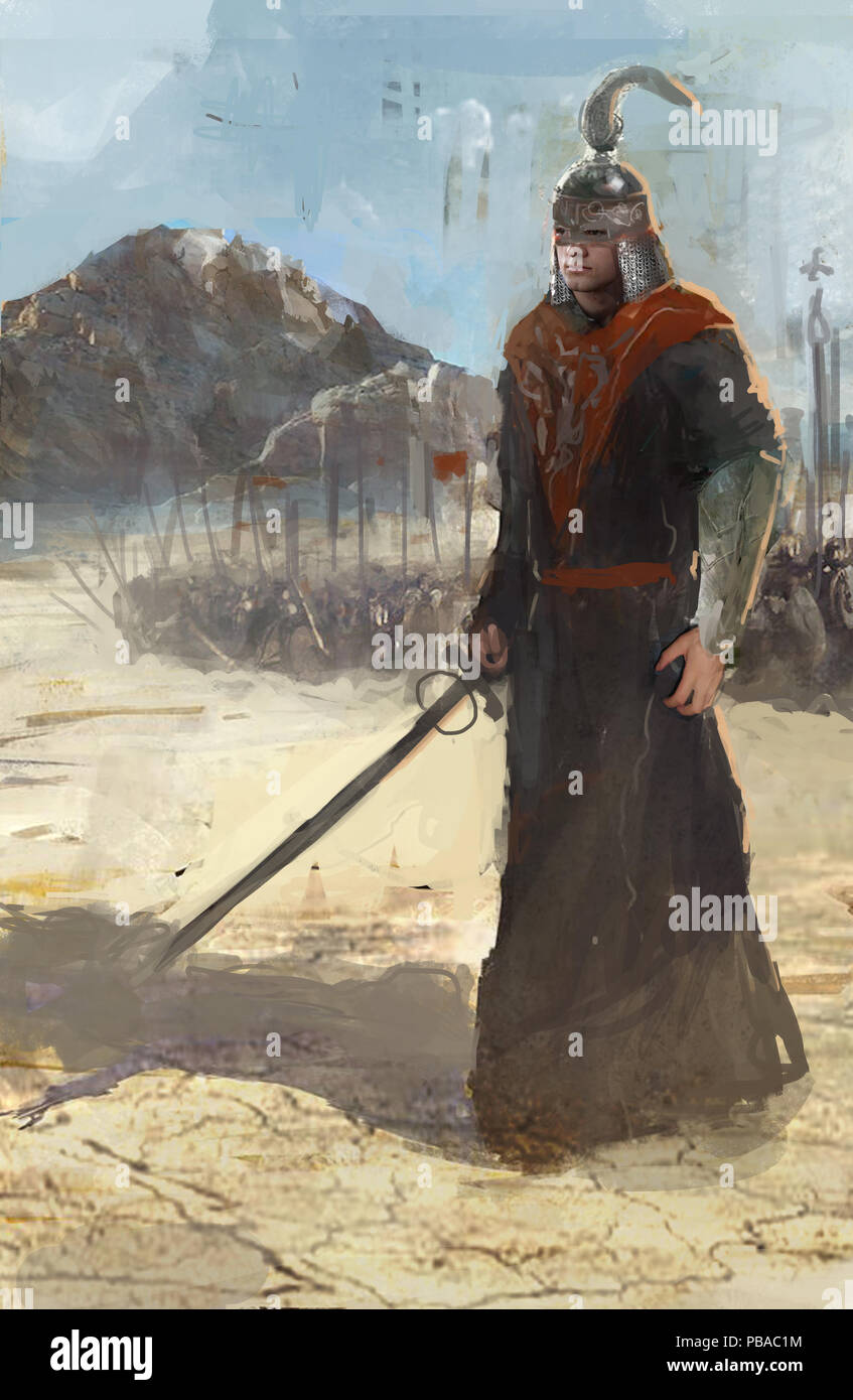 desert warrior leading his army Stock Photo - Alamy