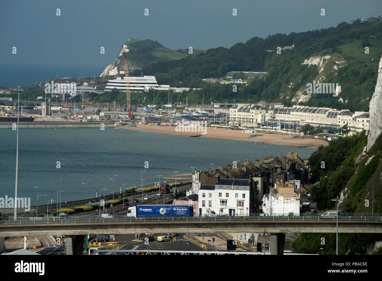 Port of Dover photographed from the White Cliffs of Dover. The Port of ...