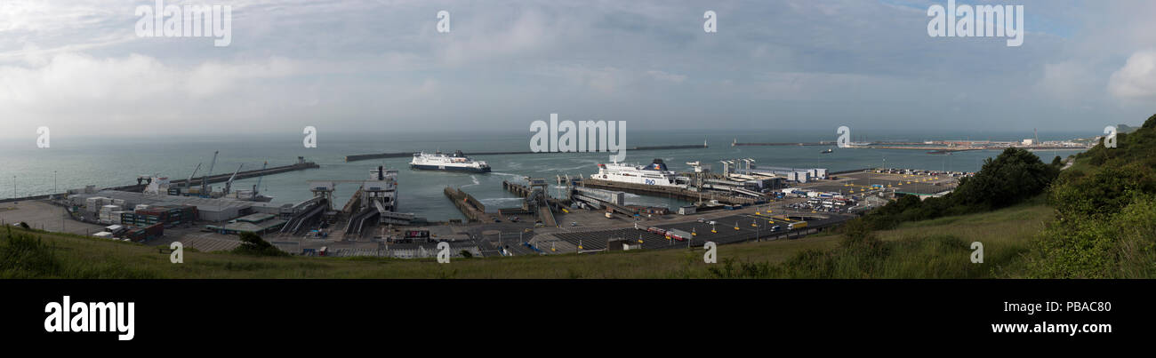 Port of Dover photographed from the White Cliffs of Dover. The Port of ...
