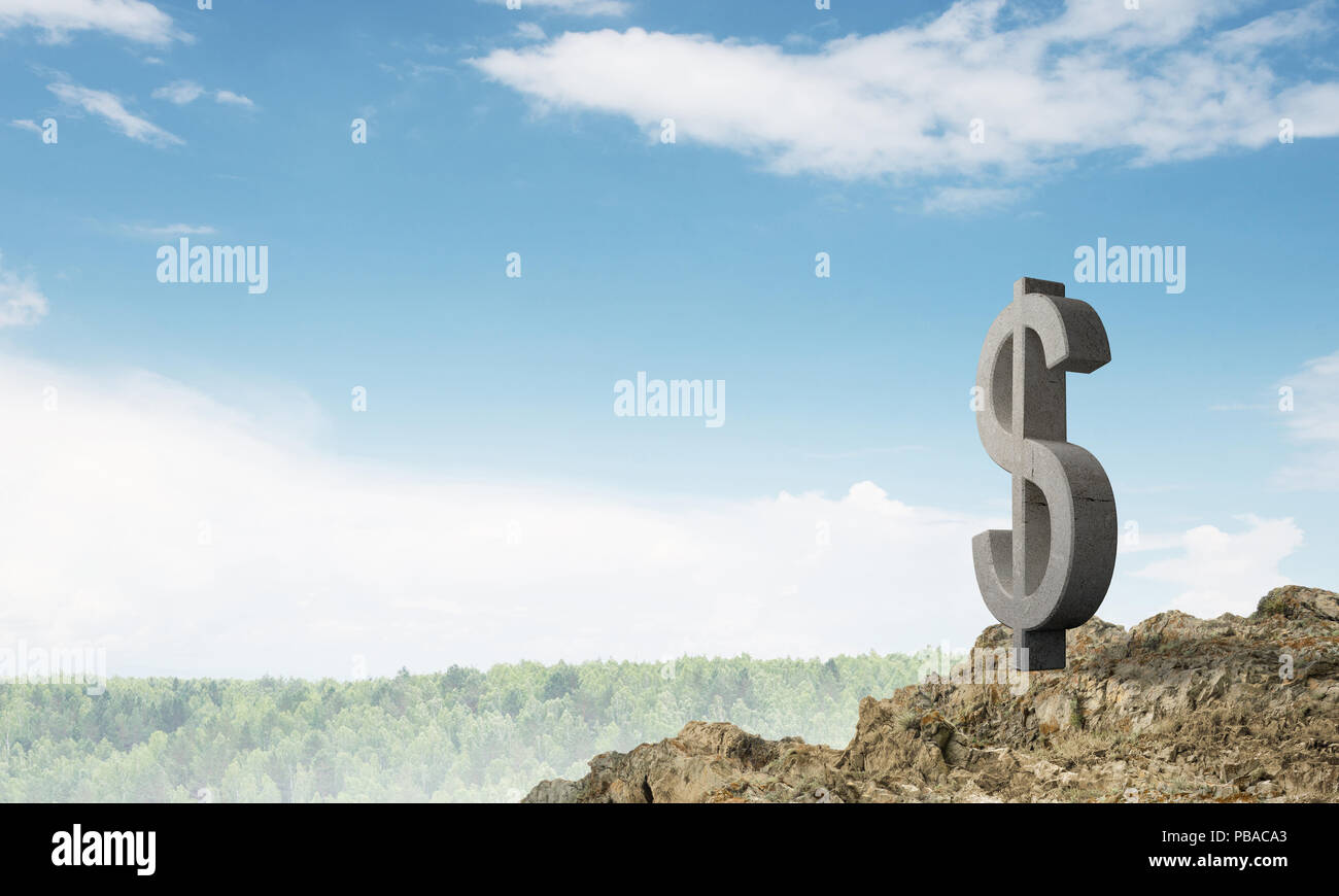 Money making and wealth concept presented by stone dollar symbol on ...