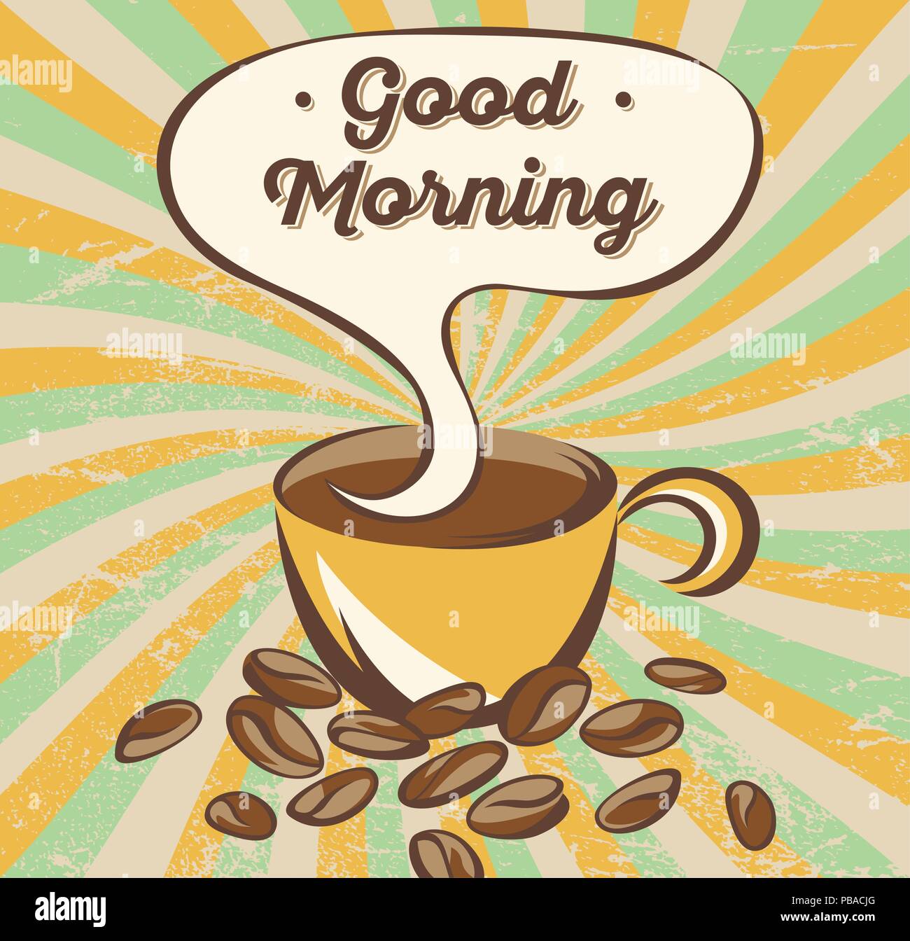 Retro coffee banner concept. Advertising poster with lettering: good ...