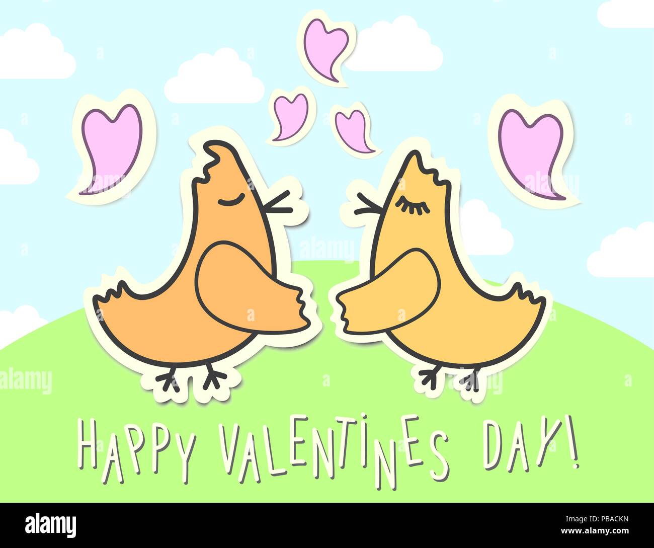 Love birds vector card for St. Valentine's Day. Birds with hearts ...