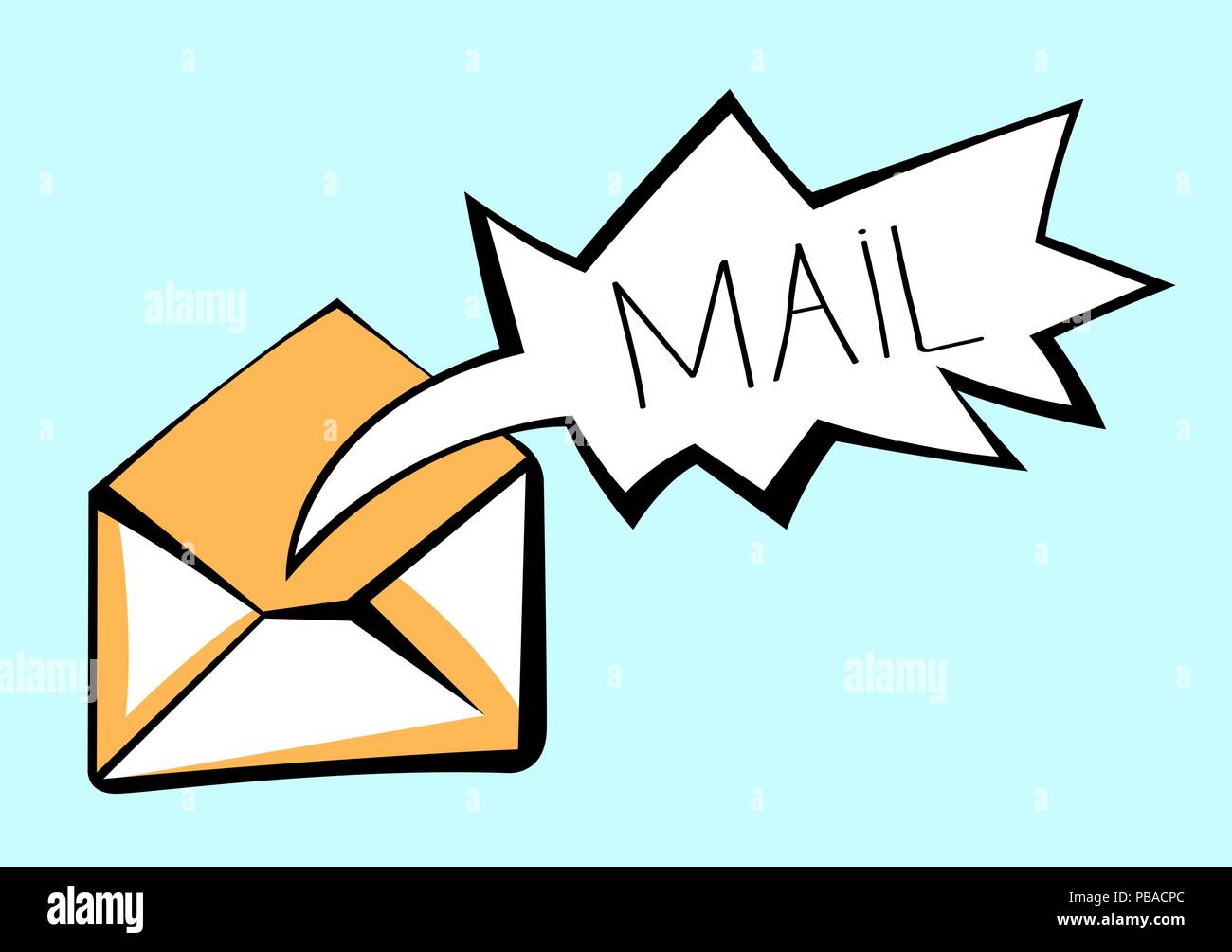 Message icon with mail lettering in speech bubble. Pop art style sign ...