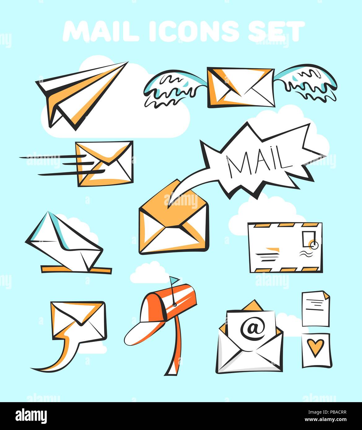 Mail Icons Set. Vector Pop Art Signs Stock Vector Image & Art - Alamy