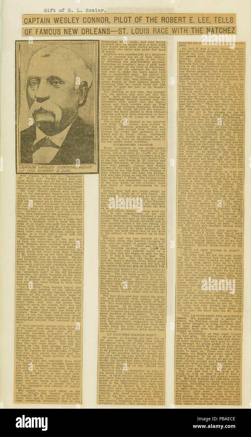 1098 Newspaper clipping titled "Captain Wesley Connor, Pilot of the ...