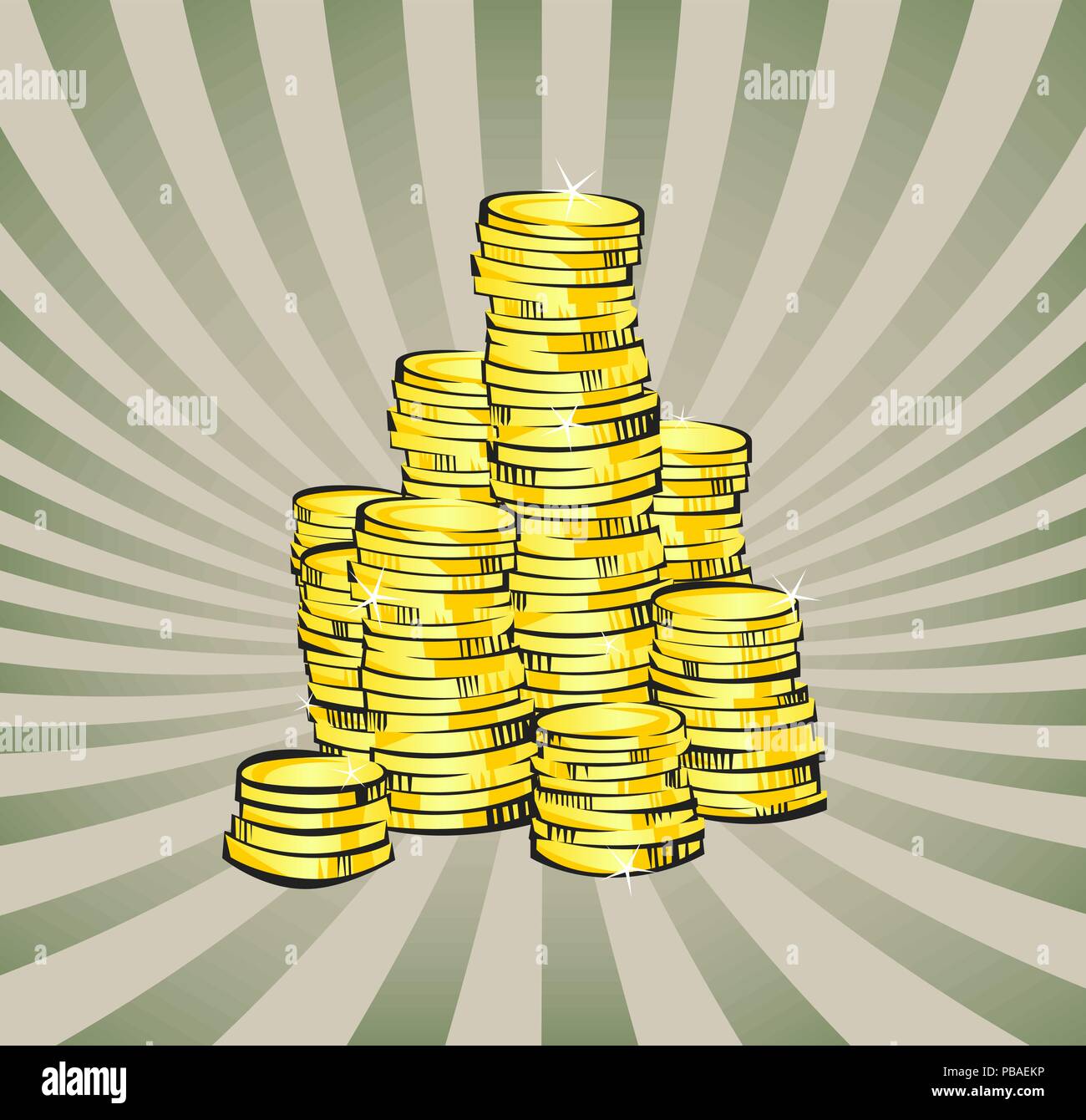 Golden coins stacks. Retro vector illustraion Stock Vector Image & Art ...