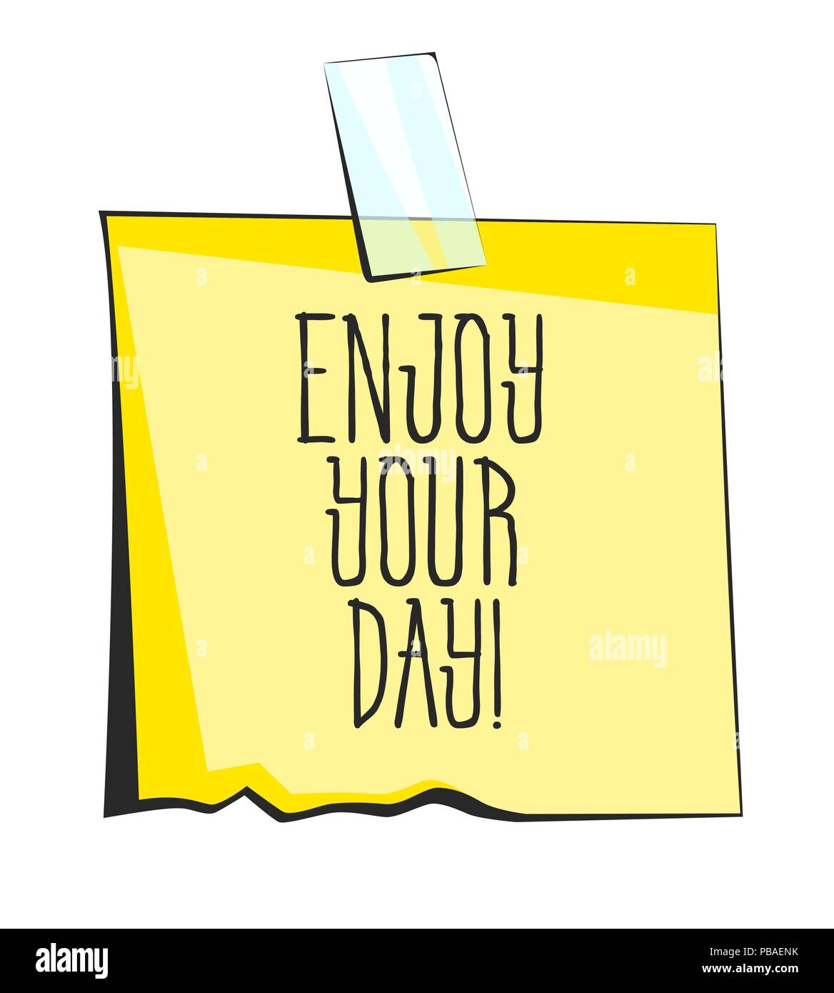 Enjoy your day paper sticky note. Retro reminder sticker Stock Vector ...