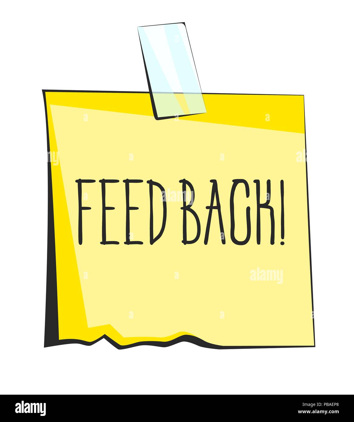 Feed back paper sticky note. Retro reminder sticker Stock Vector Image ...