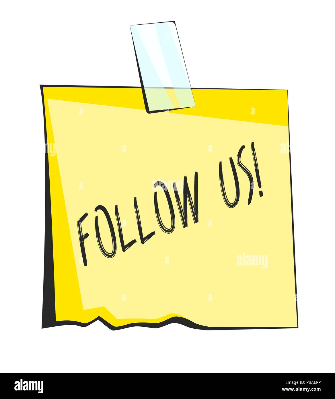 Follow us paper sticky note. Retro reminder sticker Stock Vector Image ...