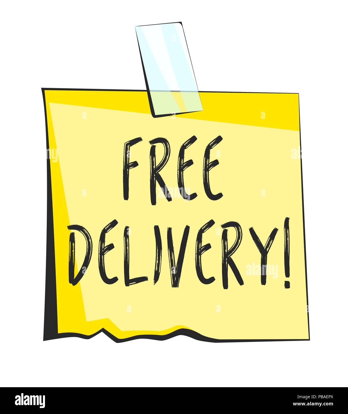 Free delivery paper sticky note. Retro reminder sticker Stock Vector ...