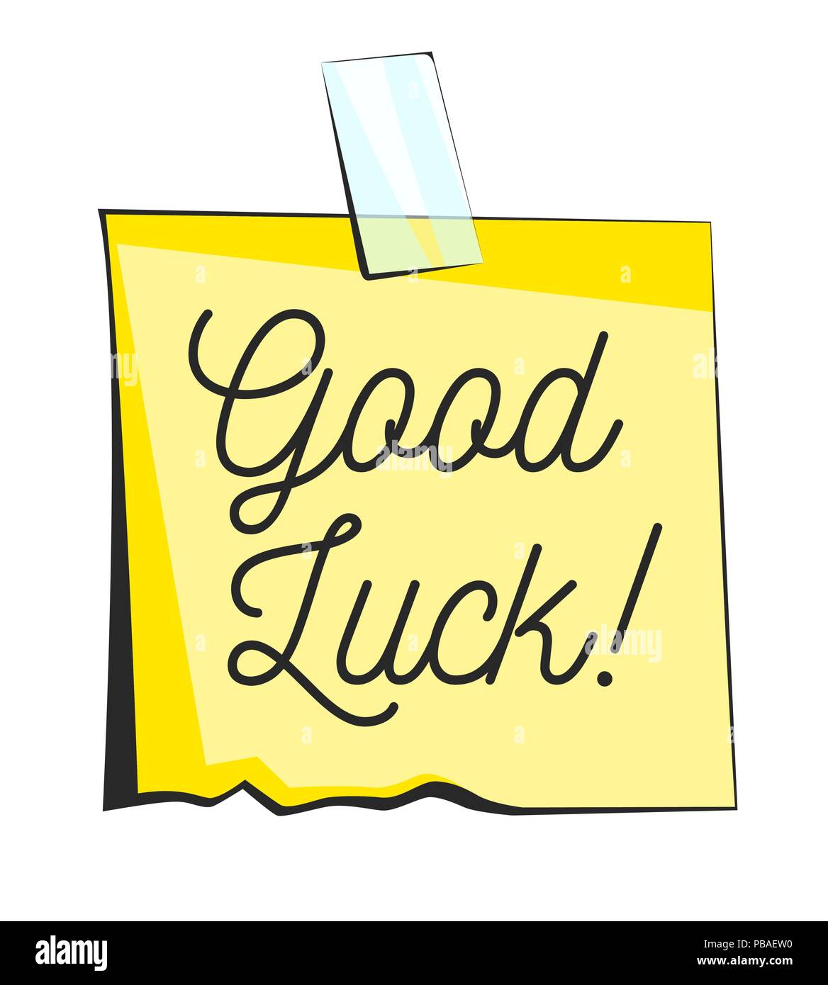 Good luck paper sticky note. Retro reminder sticker Stock Vector Image ...