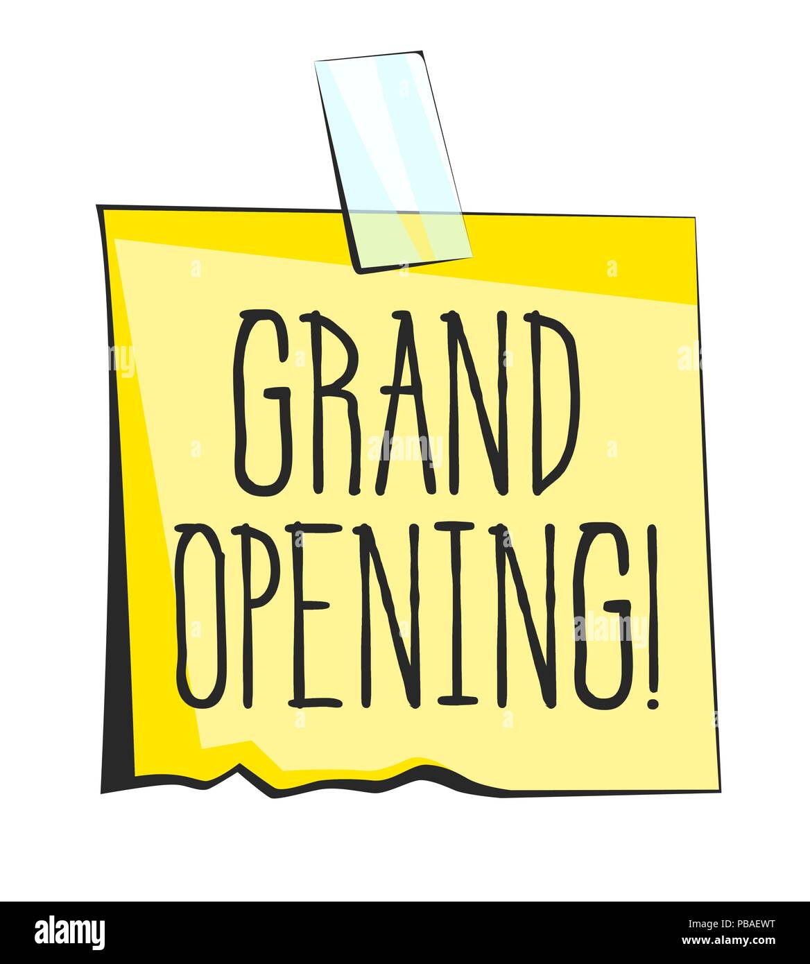 Grand opening paper sticky note. Retro reminder sticker Stock Vector ...