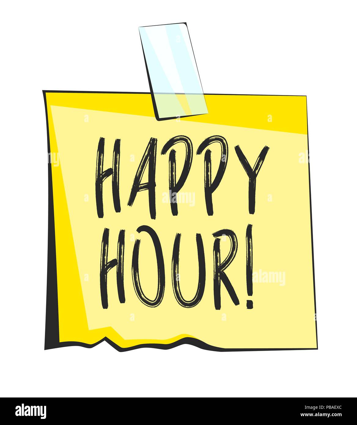 Happy hour paper sticky note. Retro reminder sticker Stock Vector Image ...