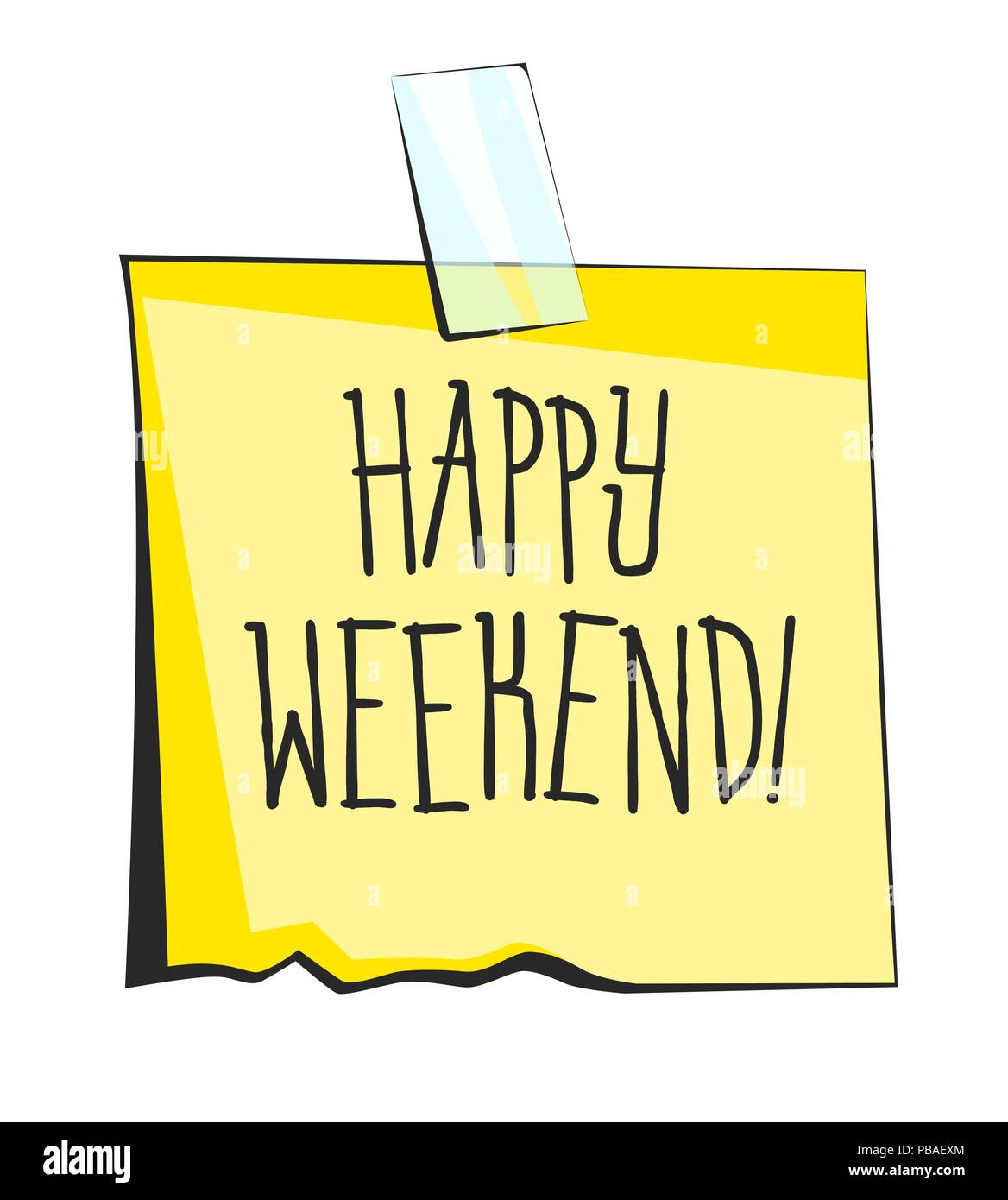 Happy weekend paper sticky note. Retro reminder sticker Stock Vector ...