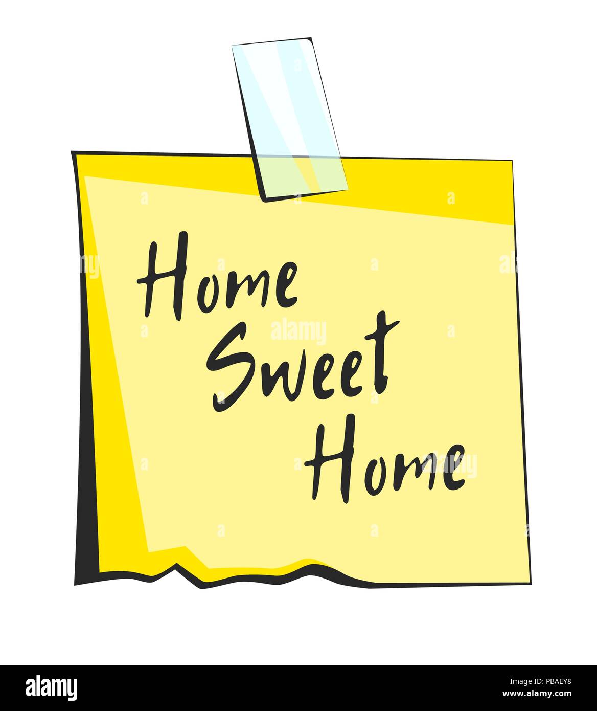 Home sweet home paper sticky note. Retro reminder sticker Stock Vector ...