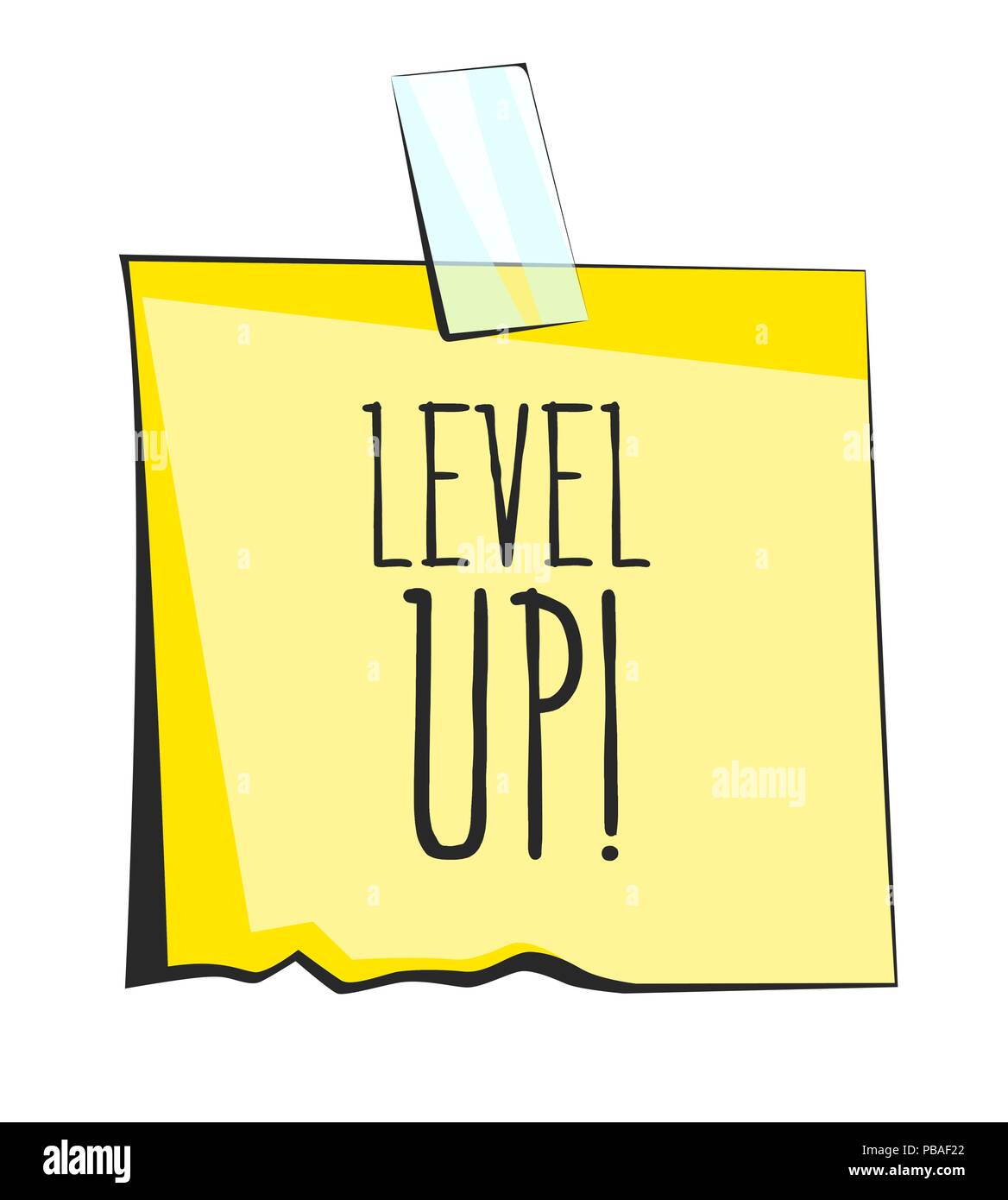 Level up paper sticky note. Retro reminder sticker Stock Vector Image ...