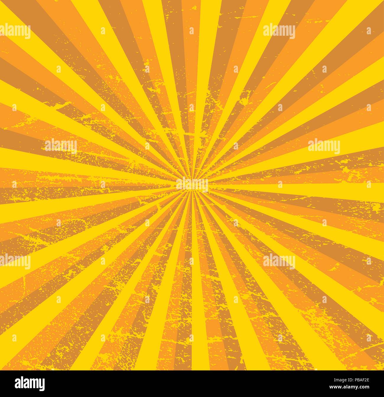 Retro rays background with scratches. Vector vintage old fashioned ...