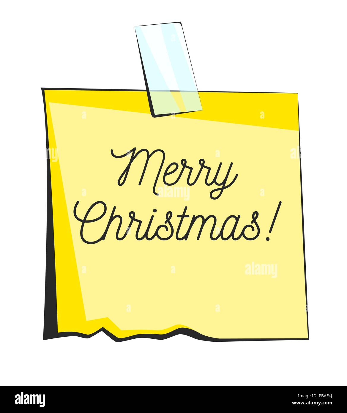 Merry Christmas paper sticky note. Retro reminder sticker Stock Vector ...