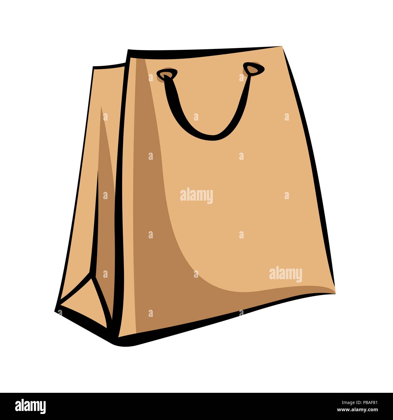 Kraft paper bag. Modern vintage illustration. Pop art style. Isolated ...