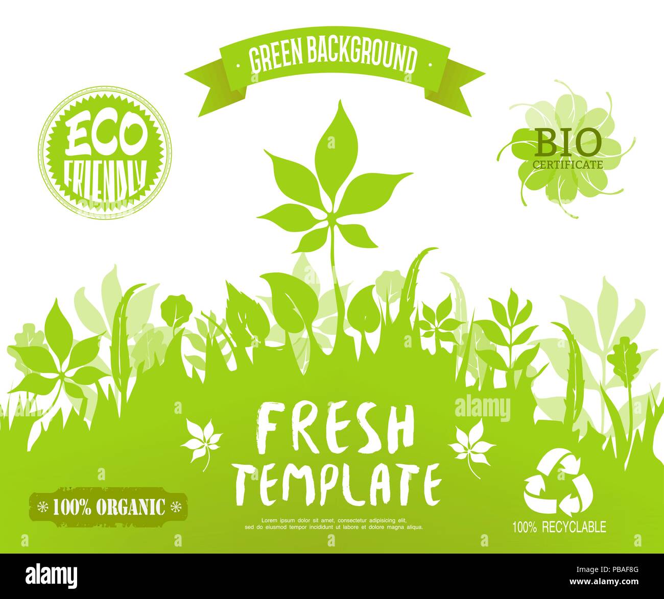 100% organic, eco friendly, bio certificate, recyclable labels.Green ...