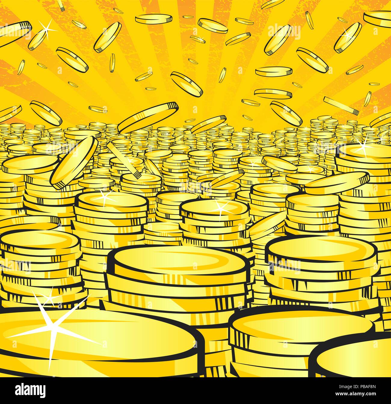 Gold Coins Falling Drawing Falling Many Gold Coins 510058 Vector Art