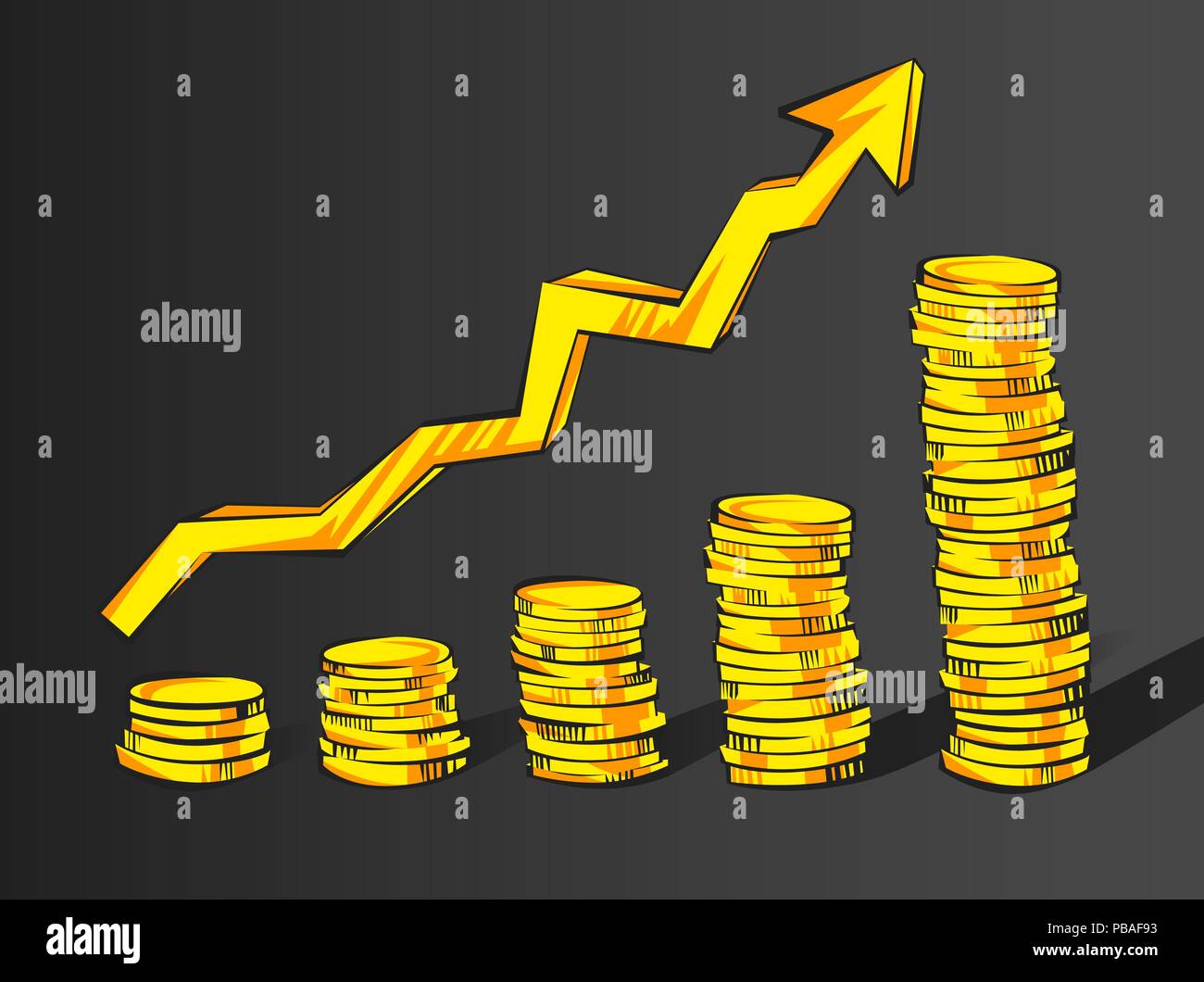 Increasing stacks of coins Stock Vector Images - Alamy