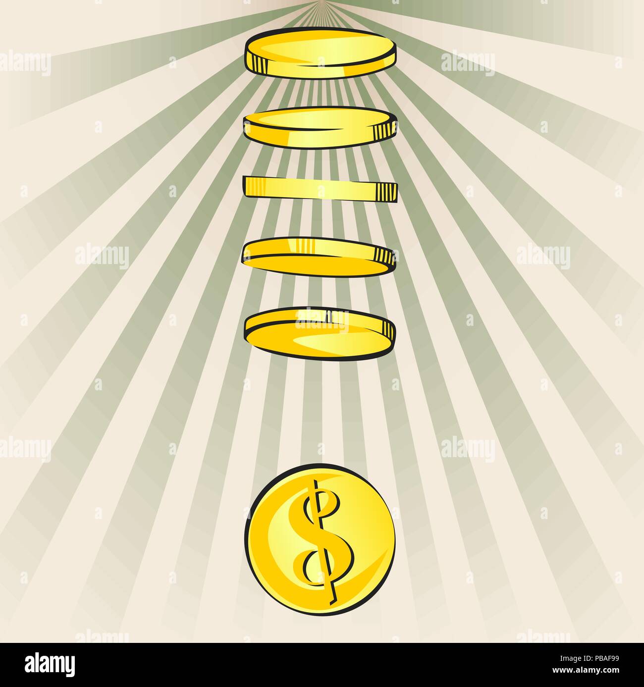 Golden money rain. Vector falling coins. Dollar sign Stock Vector Image ...