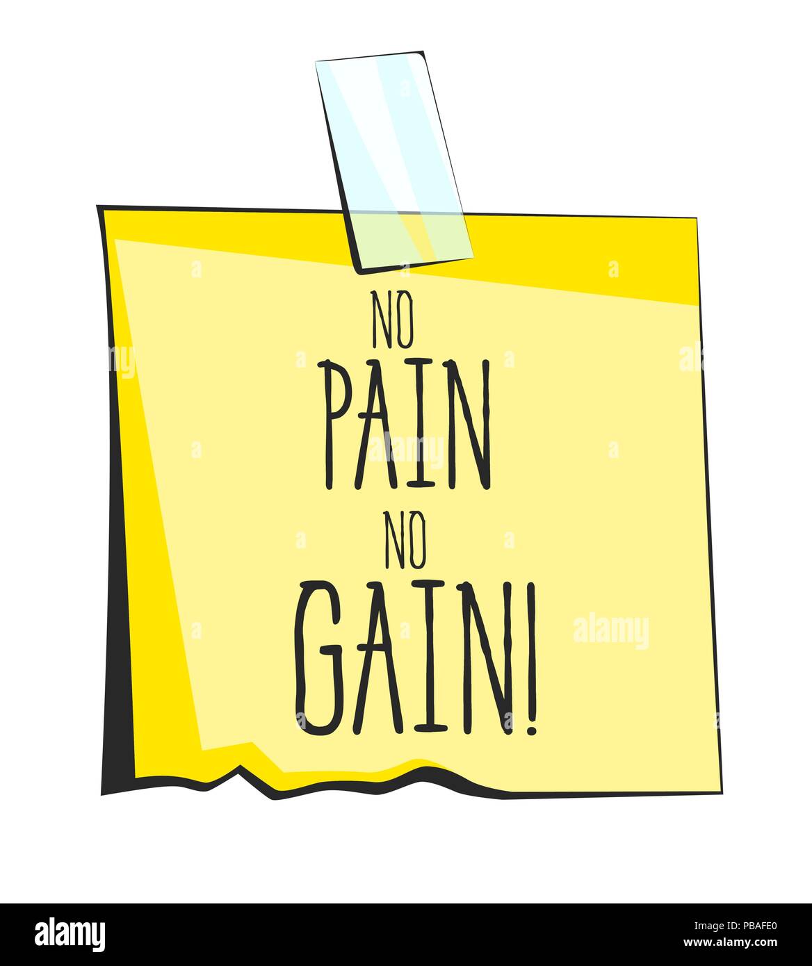 No pain no gain paper sticky note. Retro reminder sticker Stock Vector ...