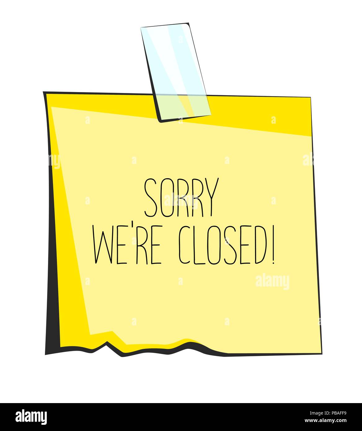 Sorry we are closed paper sticky note. Retro reminder sticker Stock ...